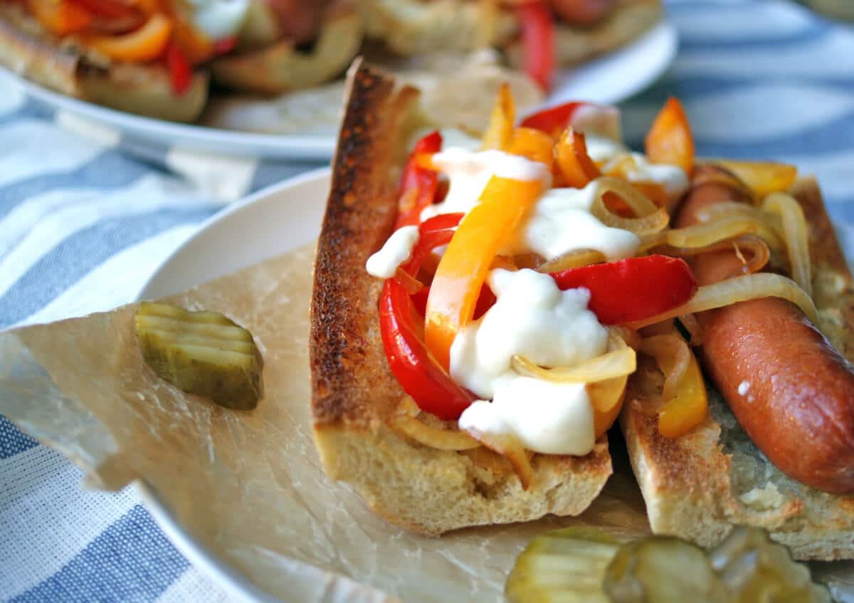 Giada Dogs (Hot dogs with peppers & mozzarella) | My Everyday Table